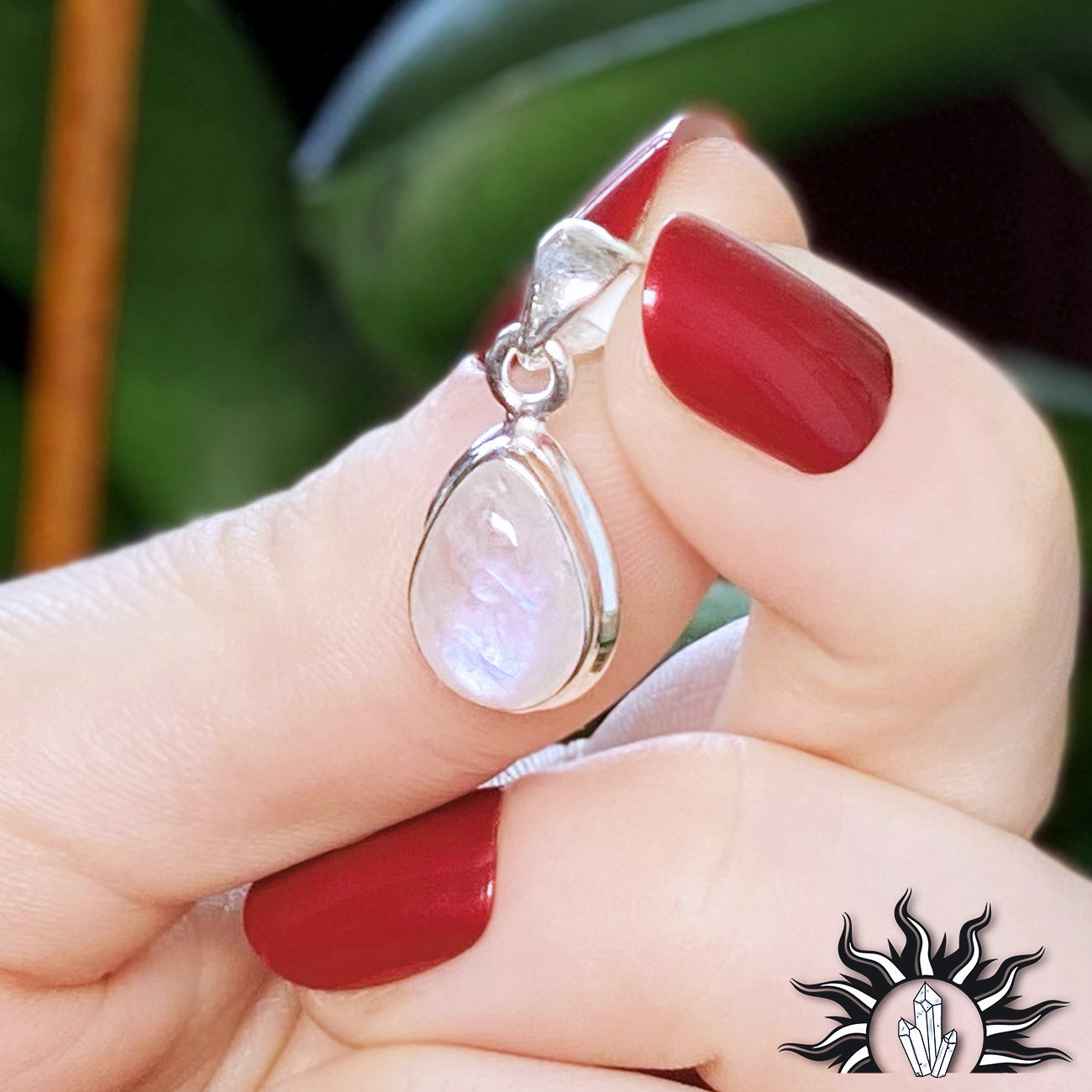 Rainbow Moonstone Pendant – Glowing Candle